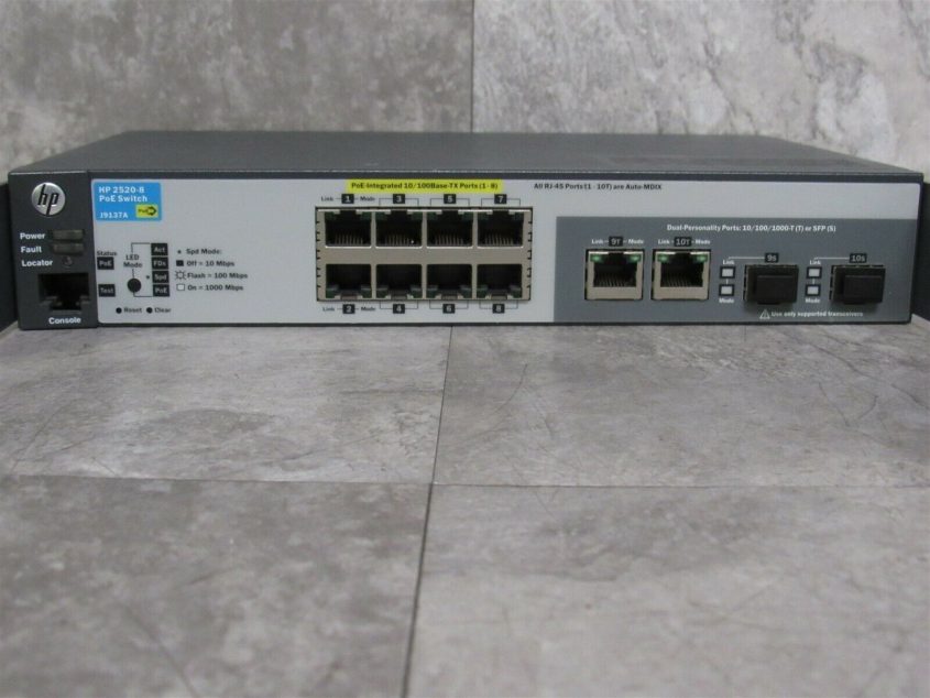 HP ProCurve J9137A 2520-8 POE Ethernet Switch w/ Power Adapter ...